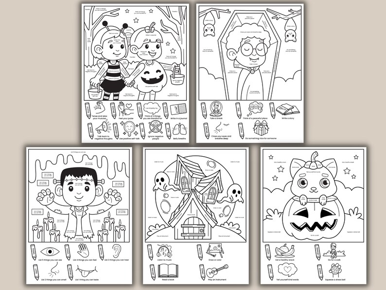 Halloween Color by Coping Skills Coloring Pages Book Printable - Etsy
