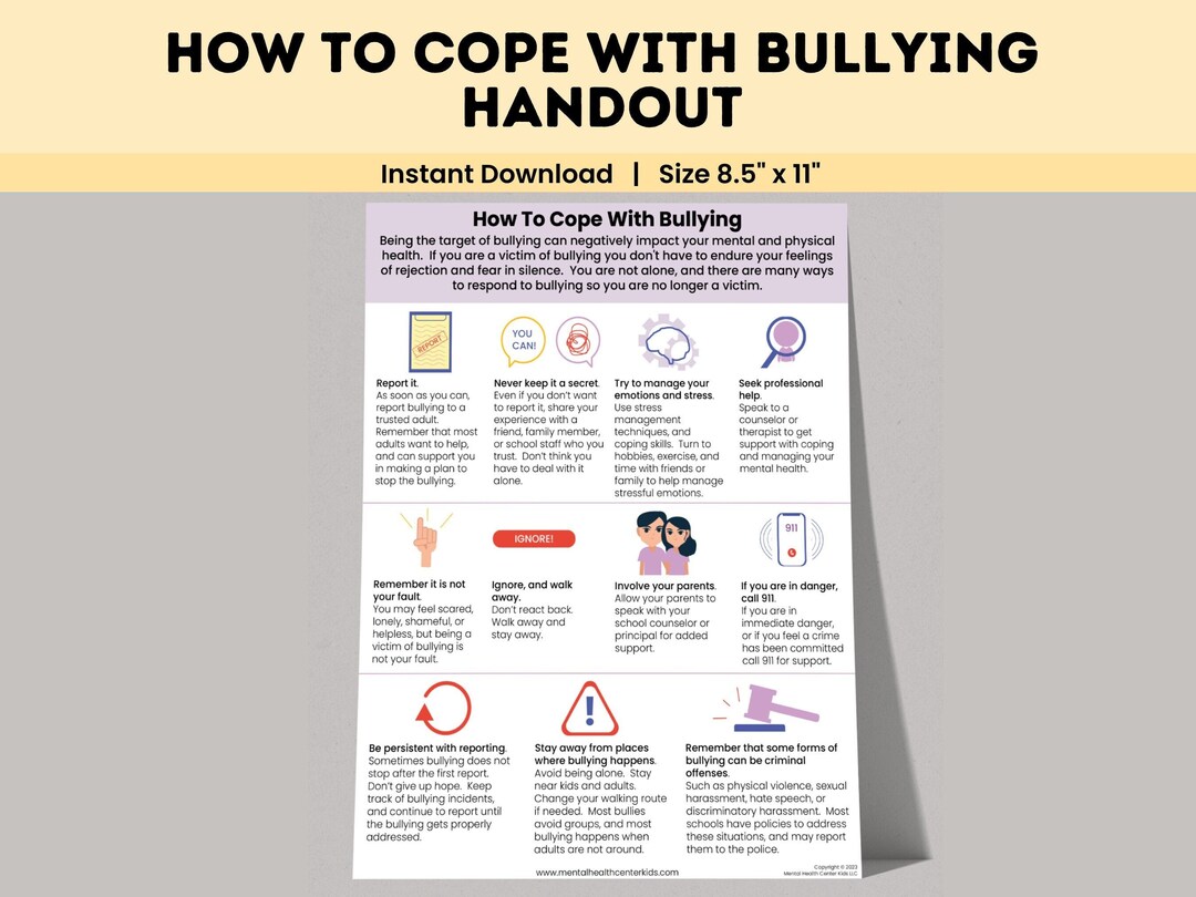 Coping Skills for Bullying-social Skills for Kids Teens-child - Etsy