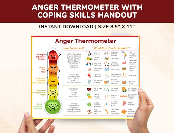 Feelings Thermometer Chart With Coping Skills Emotions, 50% OFF