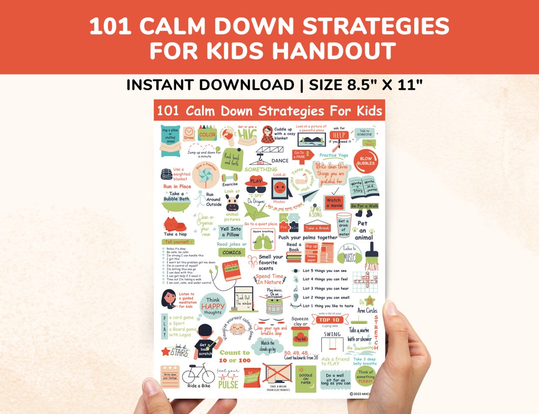 101 Calm Down Strategies for Kids Printable Poster - Emotional ...