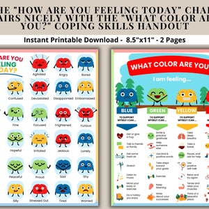 Feelings Emotions Coping Skills Printable Poster Bundle | Etsy