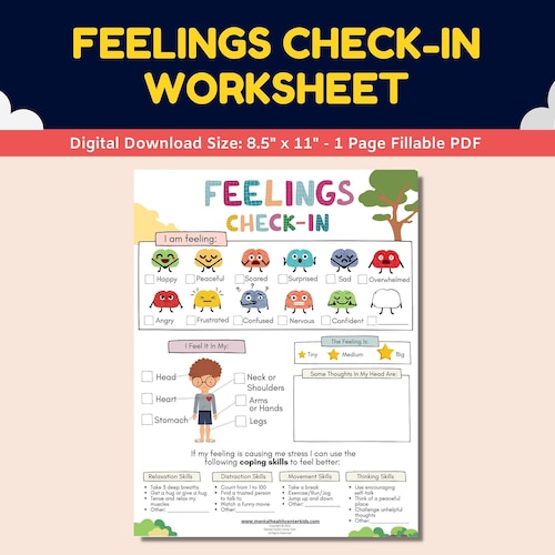 Feelings Thermometer Emotions Chart 7 Page Printable Coping - Etsy ...