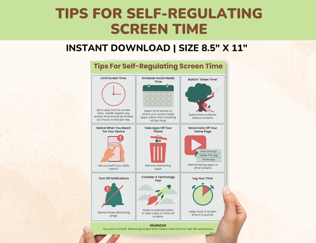 How to Self-regulate Screen Time Therapy PDF Handout-screen Time and ...