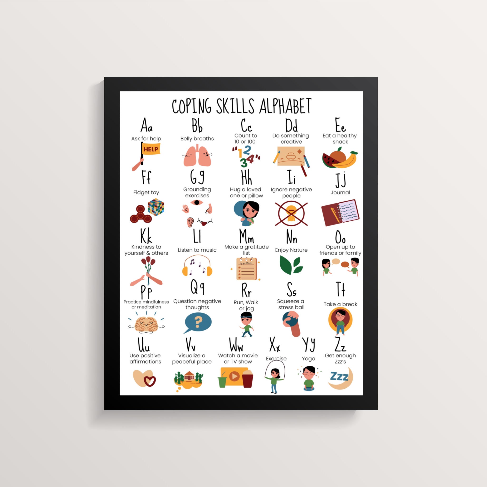 Coping Skills Alphabet Line Printable Posters for Classroom, Children's ...