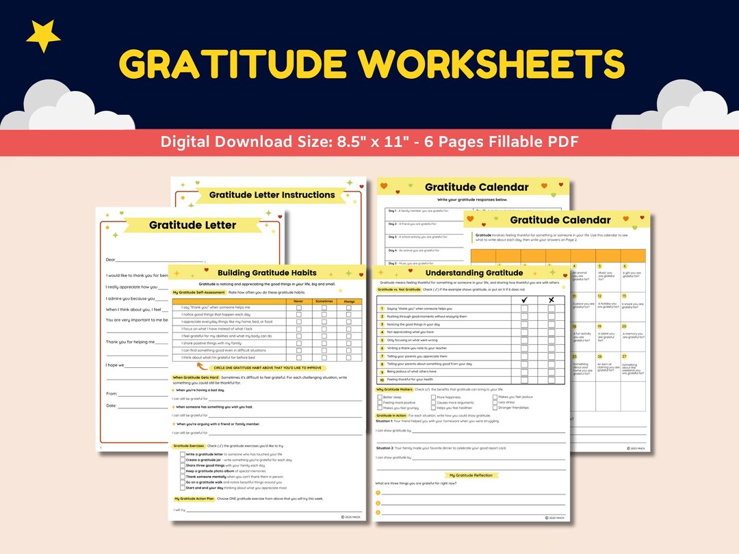 Gratitude Worksheets Being Grateful Character Education Kids-teens ...