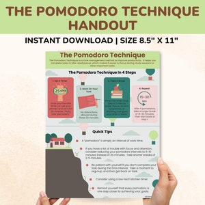 Pomodoro Technique Printable Therapy PDF Handout-adhd Add-executive ...
