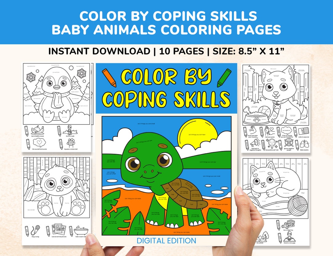 Color by Coping Skills Coloring Pages Book Printable for Kids Digital ...