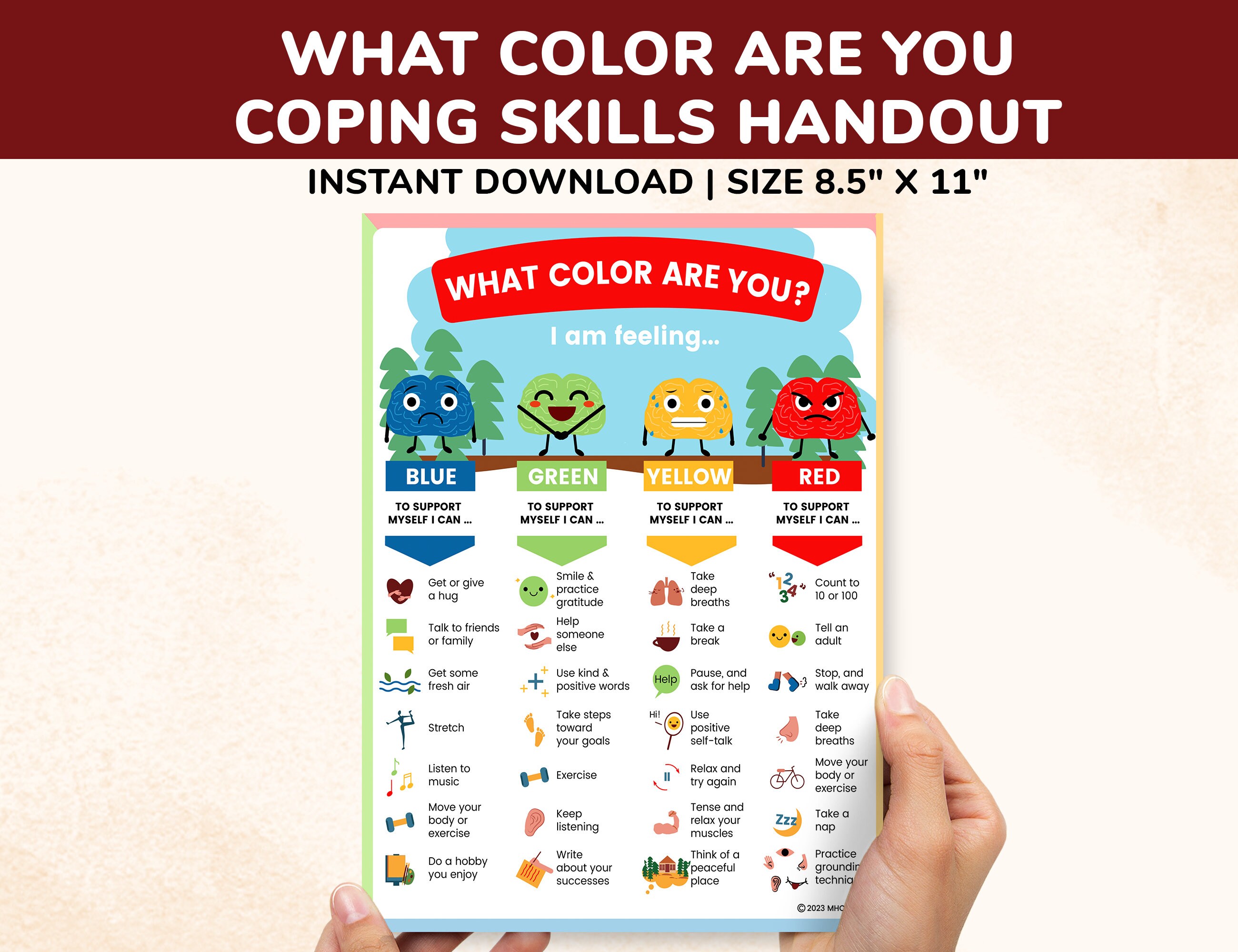 Feelings Chart for Kids - What Color Are You? Printable Poster - Etsy