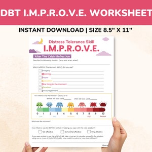 DBT IMPROVE the Moment Worksheets 2-pages-distress Tolerance Skills ...