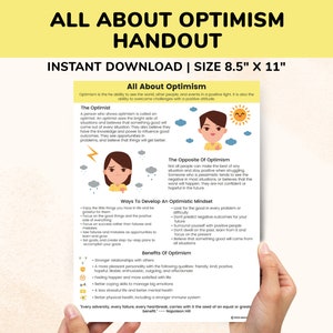 Optimism Printable Poster PDF Character Education Coping Skills for ...