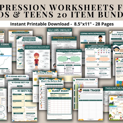 Anxiety Worksheets 20 Pg Printable Bundle for Kids & - Etsy
