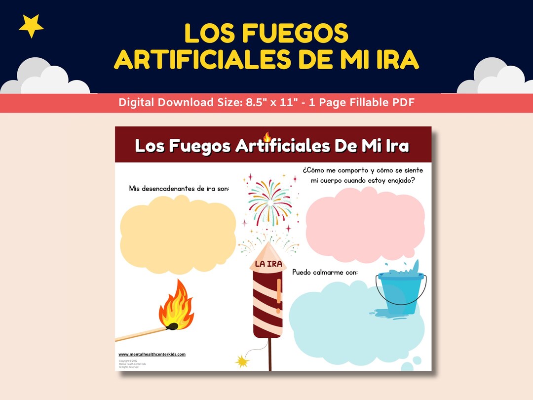 Spanish Anger Management Worksheet for Kids-teens - Los Fuegos ...