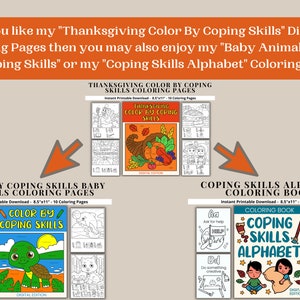 Thanksgiving Color by Coping Skills Coloring Pages Book Printable for ...