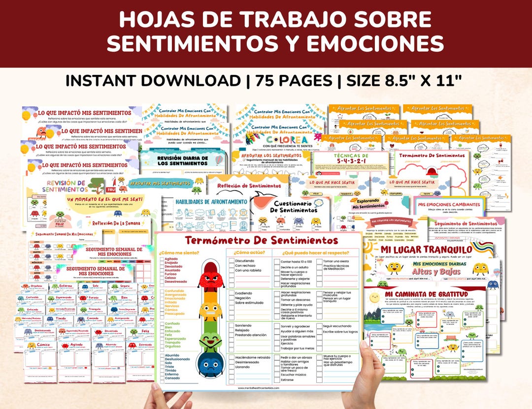 Spanish Feelings/emotions Worksheets 20 Page Bundle Kids-teens - Hojas ...