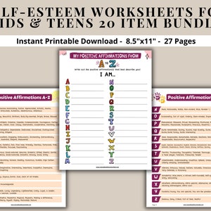 Self-esteem Worksheets 20 Item Printable Bundle for Kids & | Etsy