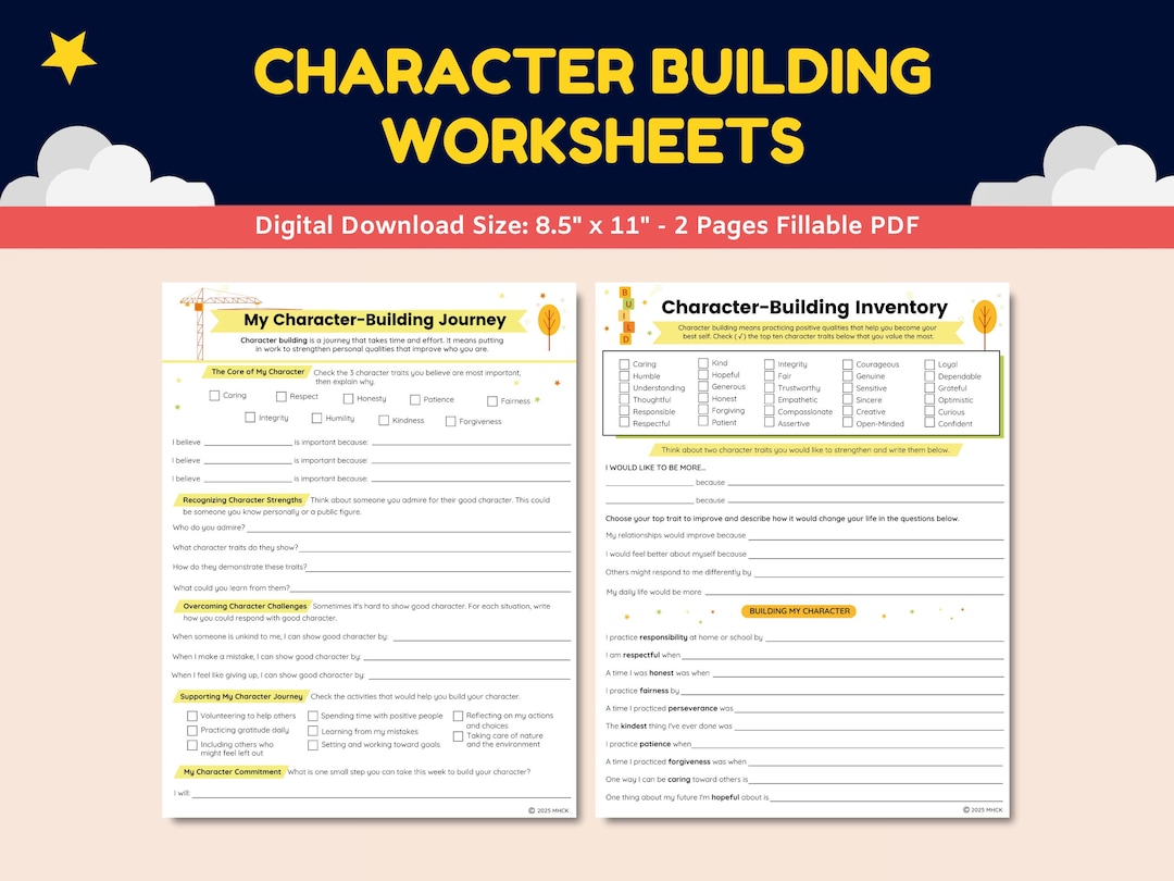 Character Building Worksheets Character Education Kids-teens-students ...