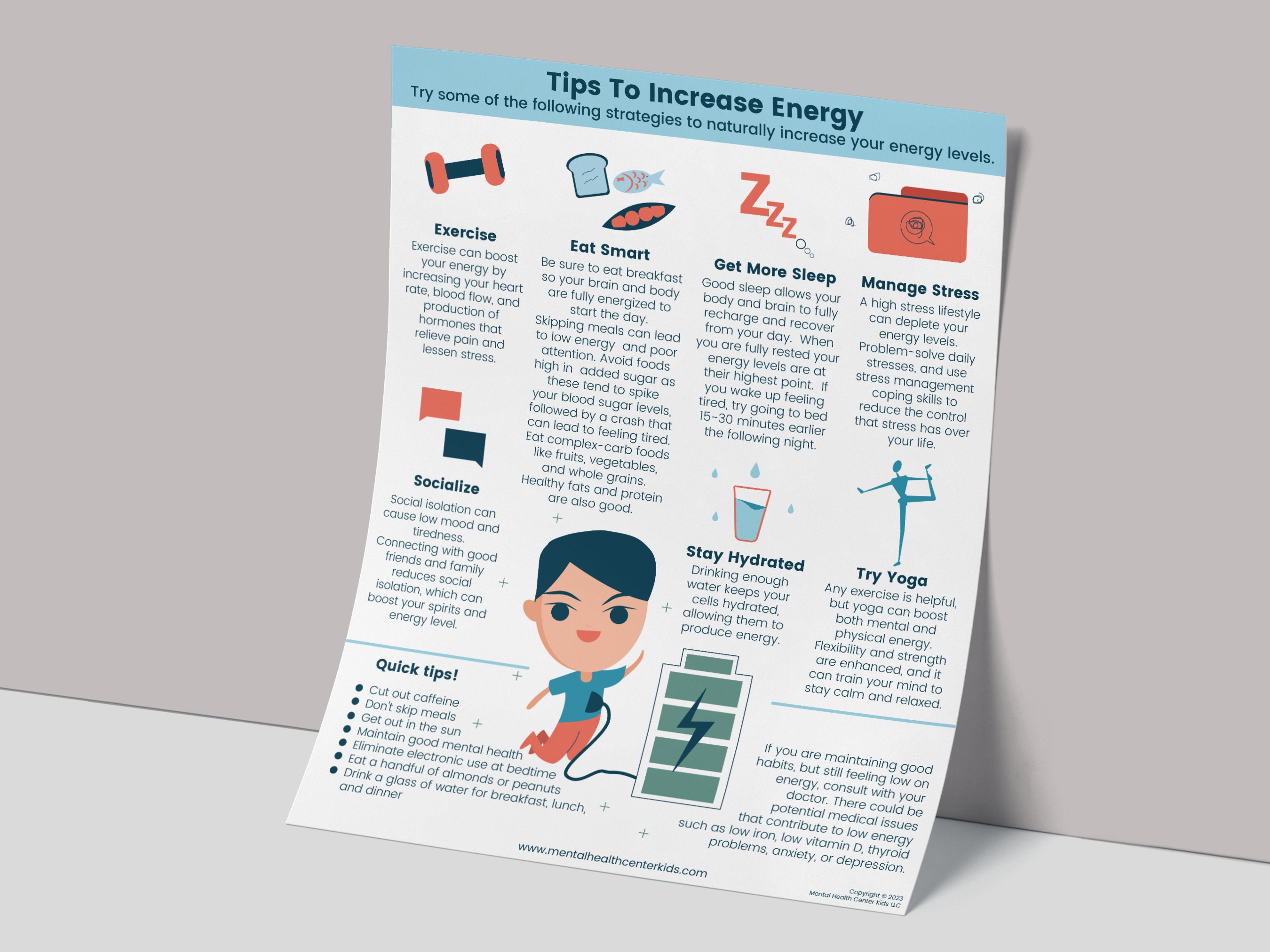 How to Increase Energy Printable Counseling Poster Energy - Etsy