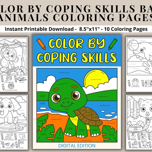 Coping Skills Alphabet Printable Coloring Pages Book Kids - Etsy