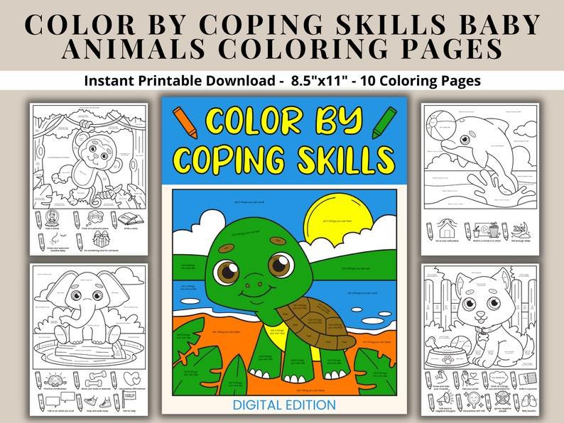 Color by Coping Skills Coloring Pages Book Printable for Kids - Etsy