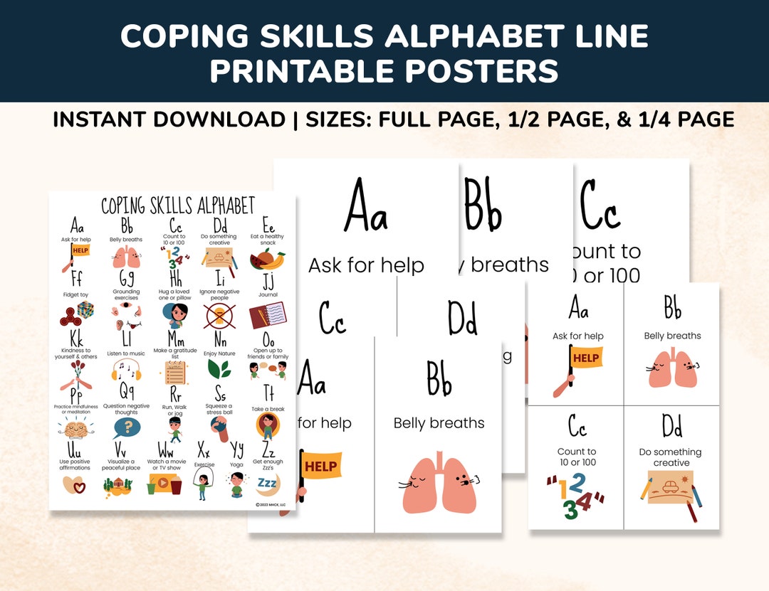 Coping Skills Alphabet Line Printable Posters for Classroom, Children's ...