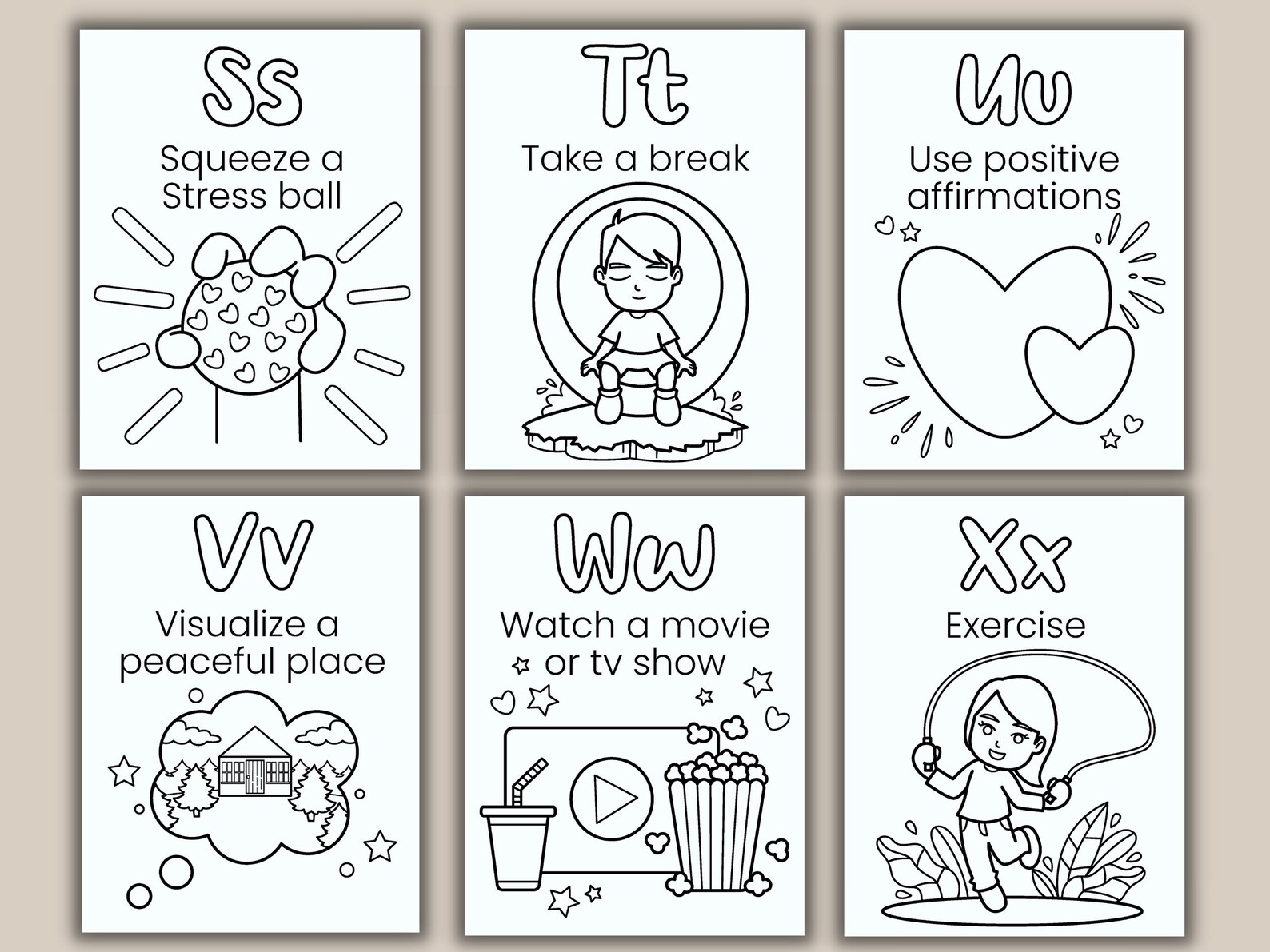 Coping Skills Alphabet Printable Coloring Pages Book Kids - Etsy