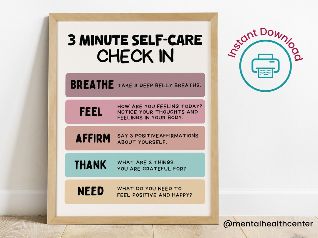 Self-care Check in Poster-social Worker Therapy Office Decor Gift ...
