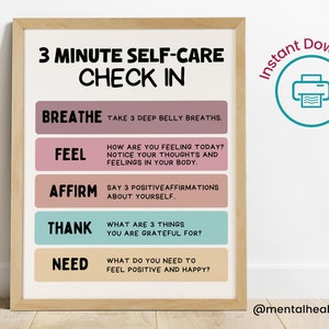 Self-care Check in Poster-social Worker Therapy Office Decor Gift ...