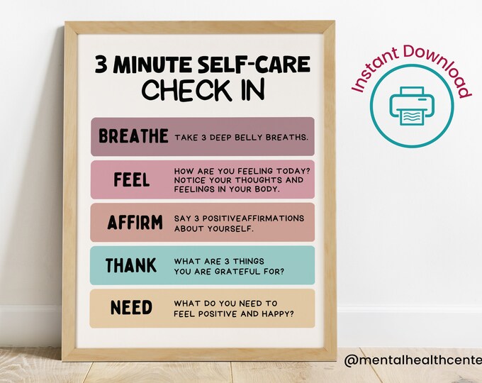 Feelings Check in Poster, Mental Health Poster, Self Care Poster, Daily ...