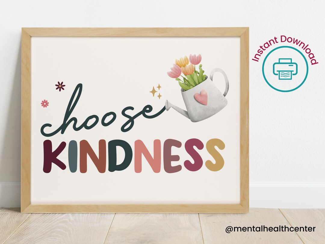 Choose Kindness Poster-child Therapy Office Decor-school Counseling ...
