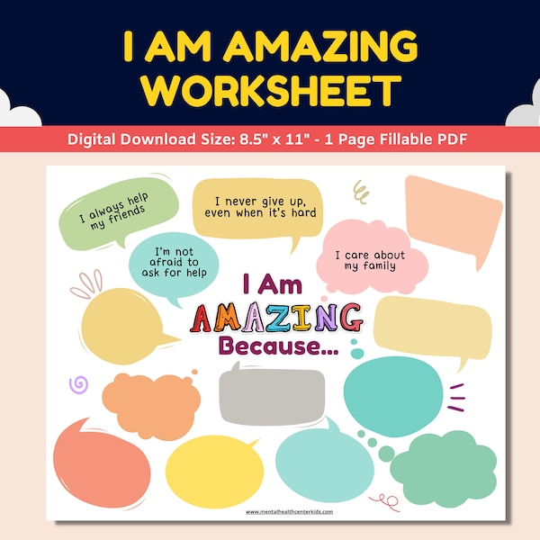 Self Esteem Worksheet for Teens - Etsy