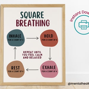 Square Breathing Poster-mindful Breathing Print-therapy Office Decor ...