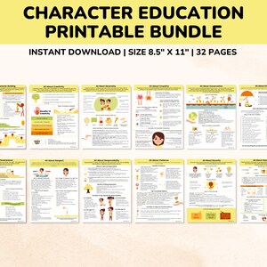 Character Education Handouts PDF Bundle-32 Pages-character Counts ...