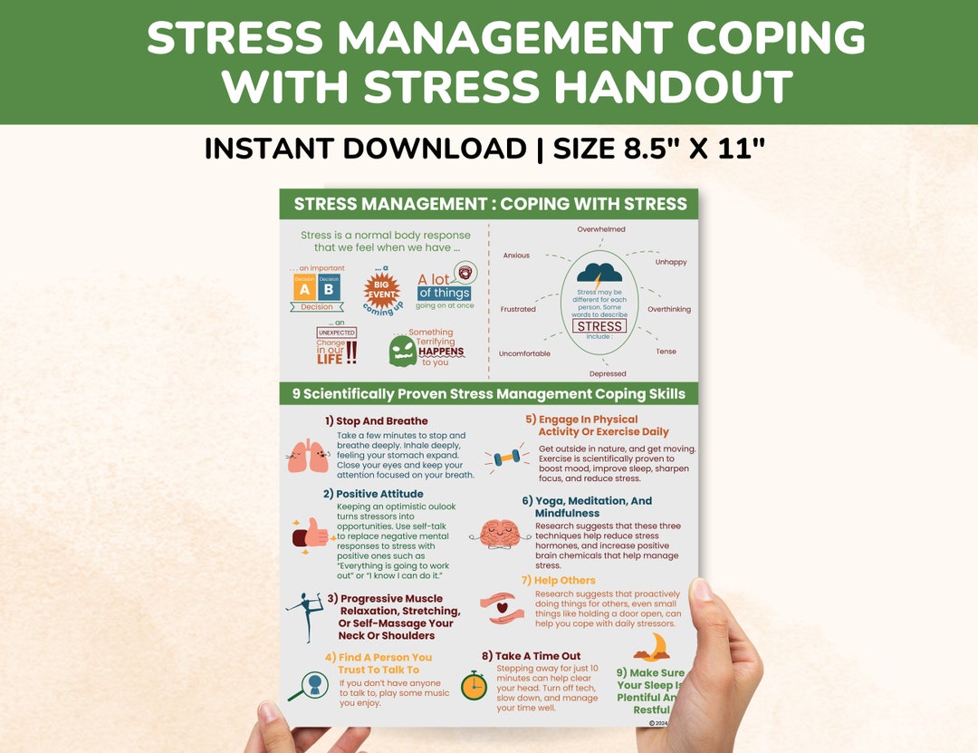 Stress Relief Coping Skills Printable Poster - Stress Management Mental ...