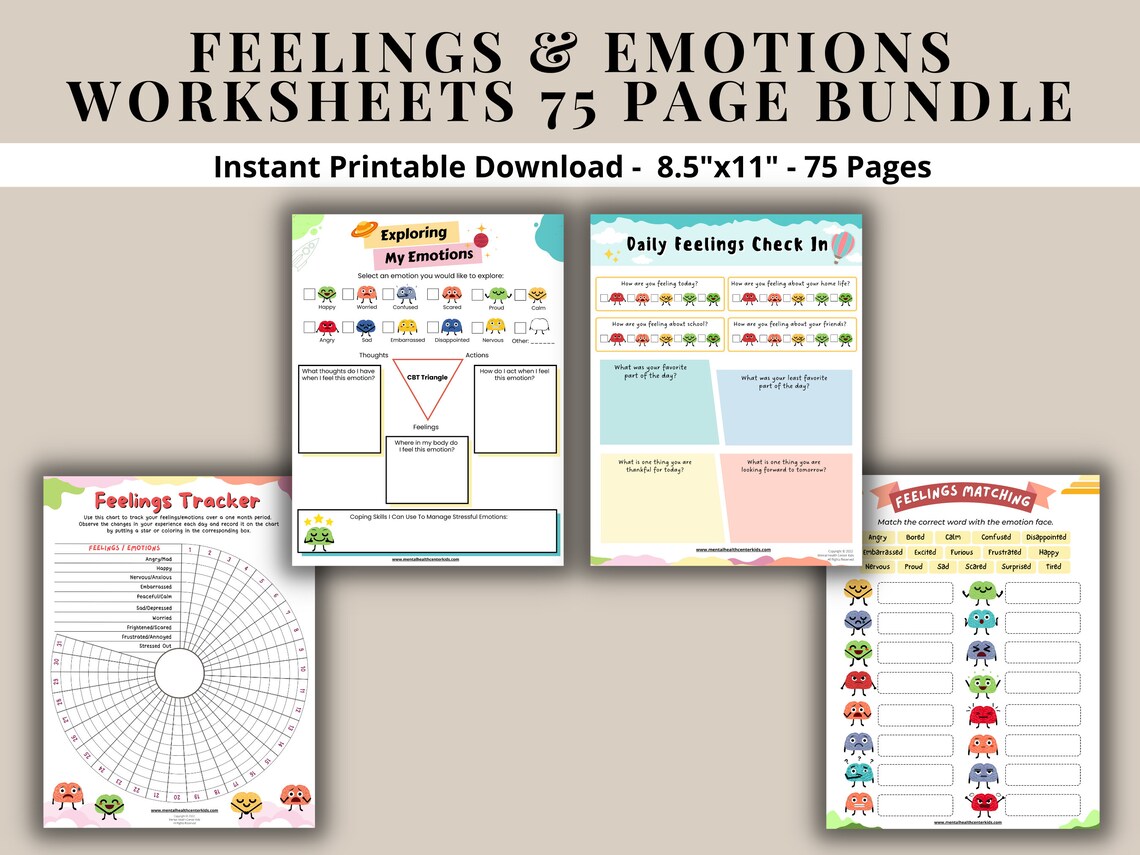 Feelings & Emotions Worksheets Chart 75 Pg Printable - Etsy