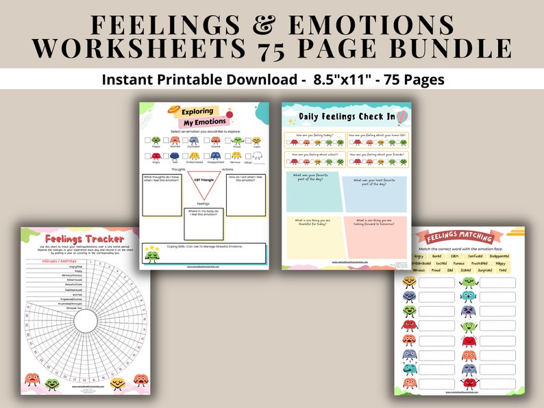 Feelings & Emotions Worksheets Chart 75 Pg Printable - Etsy