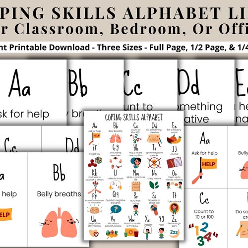 Self Care Coping Skills Alphabet Printable Poster ABC - Etsy Canada