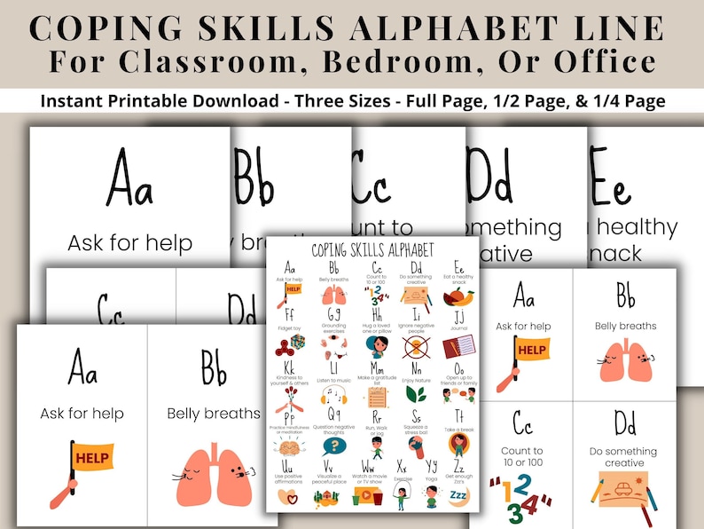 Coping Skills Alphabet Line Printable Posters for Classroom - Etsy