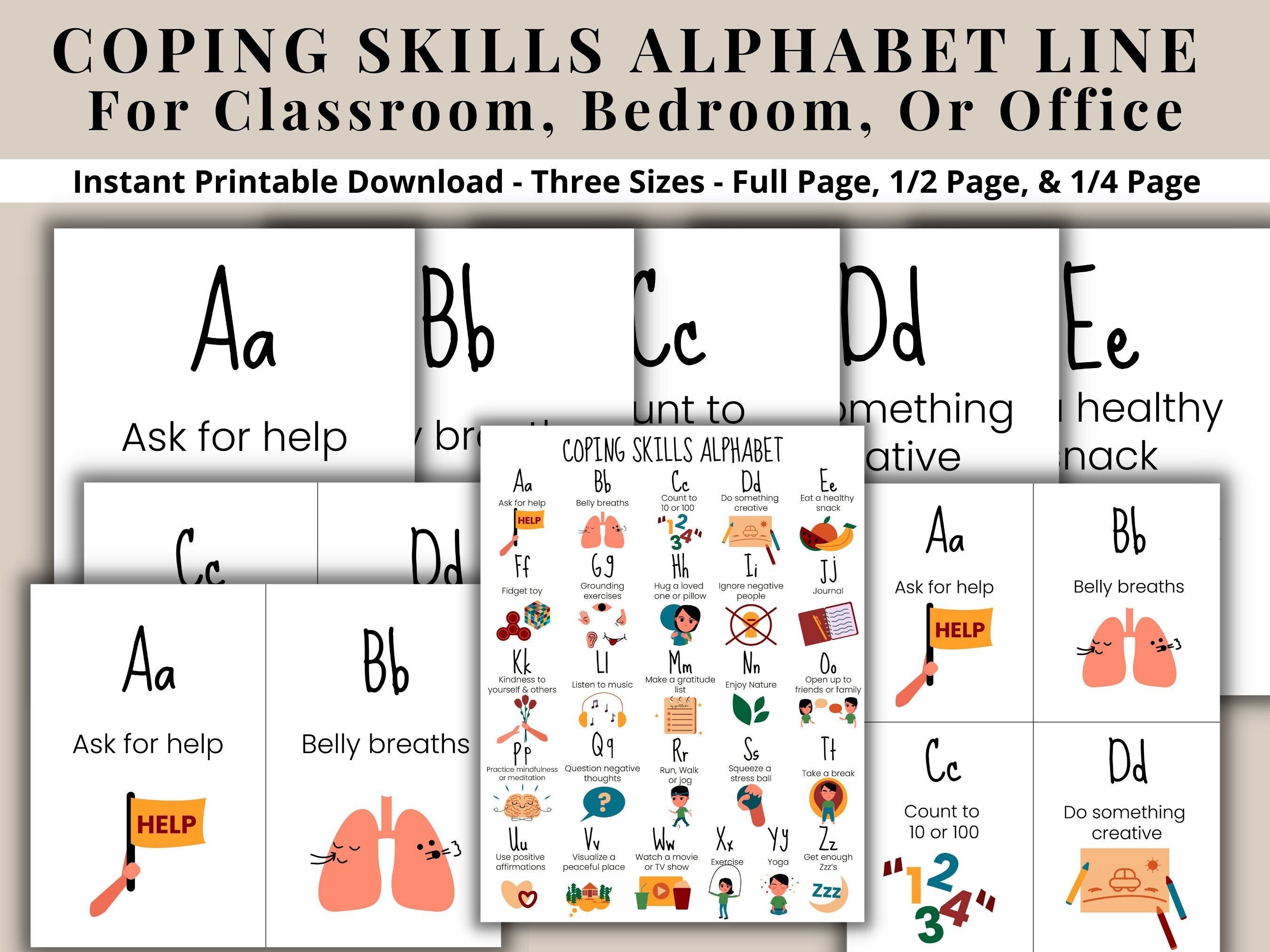 Coping Skills Alphabet Line Printable Posters for Classroom - Etsy Canada