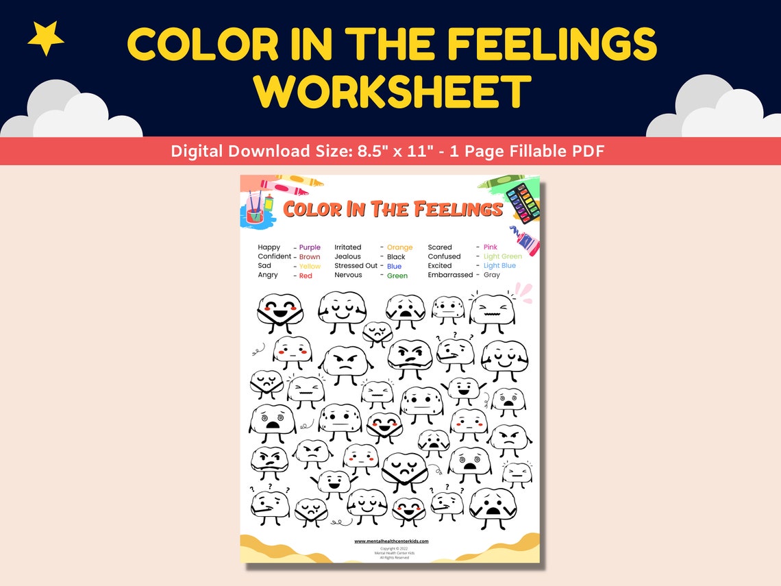 Identifying Feelings/emotions Emoji Coloring Page for - Etsy