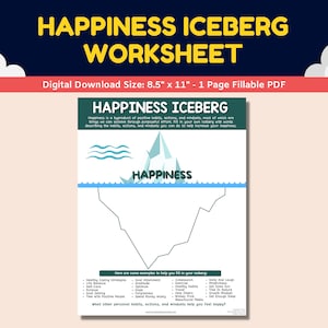 Happiness Iceberg Mental Health Fillable Worksheet Depression ...