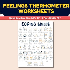 Feelings Thermometer Emotions Chart 7 Page Printable Coping Skills ...