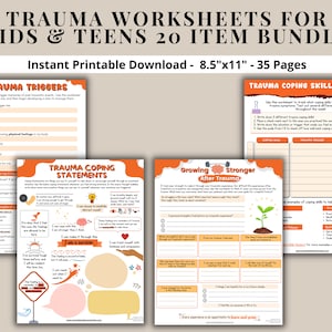 Trauma PTSD Worksheets 20 Item Printable Bundle for Kids & - Etsy