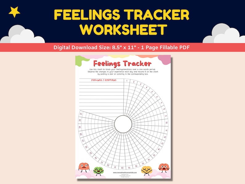 Feelings Emotions Monthly Tracker Printable Worksheet for - Etsy
