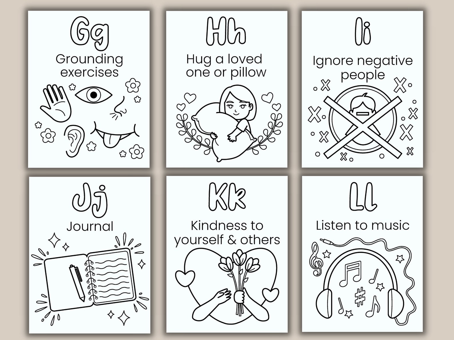 Coping Skills Alphabet Printable Coloring Pages Book Kids - Etsy Canada