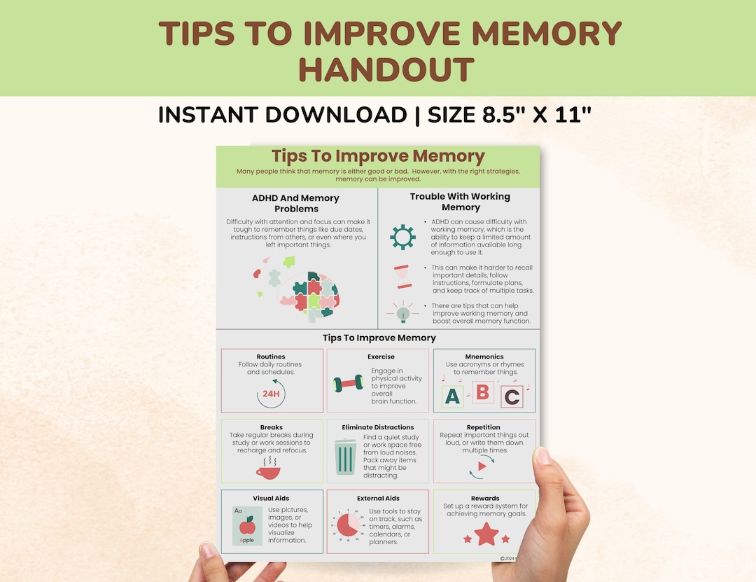Memory Tips for ADHD Coping Skills Strategies-executive Functioning ...