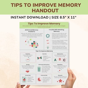 Memory Tips for ADHD Coping Skills Strategies-executive Functioning ...