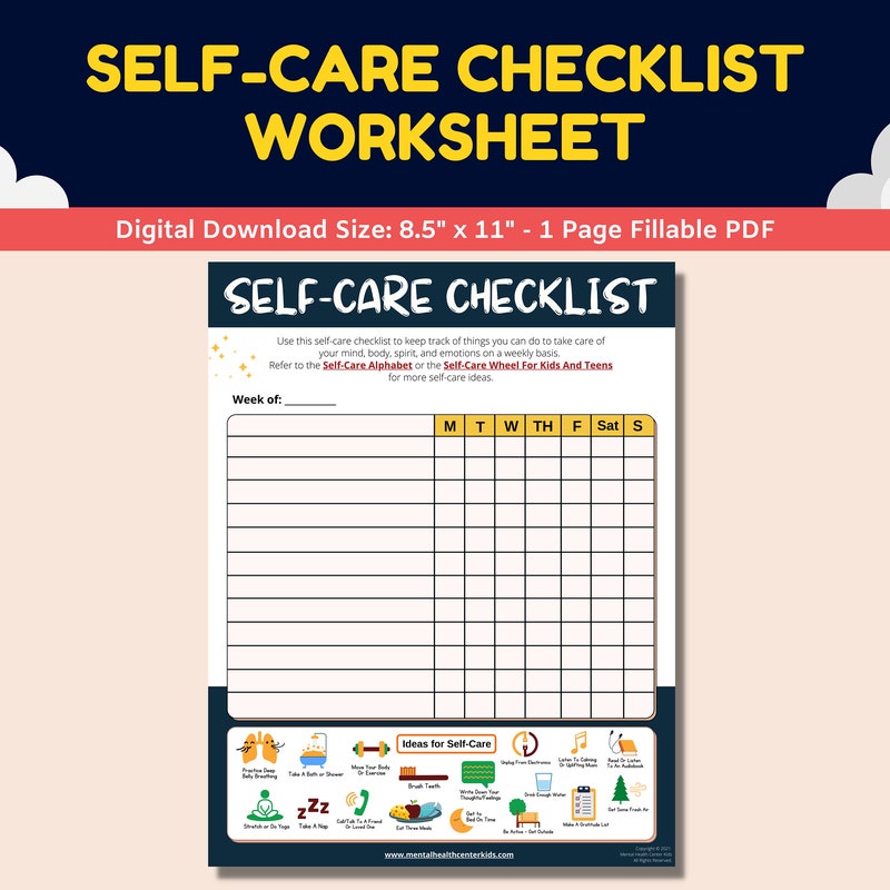Adult Self Care Checklist - Etsy