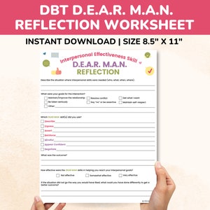 DBT DEAR MAN Worksheet 2-page Fillable Pdf-interpersonal Effectiveness ...