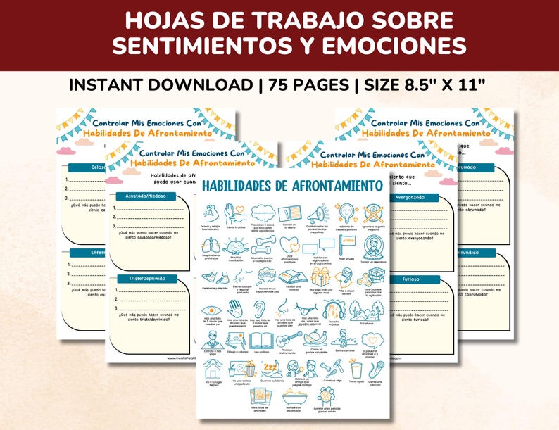 Spanish Feelings/emotions Worksheets 20 Page Bundle Kids-teens - Hojas ...