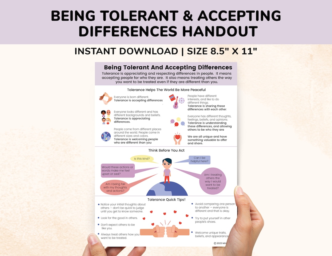 Being Tolerant & Accepting Differences PDF Social Skills Poster for ...